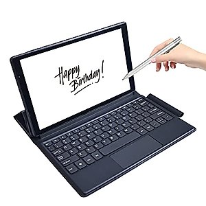 YQSAVIOR 2 in 1 Tablet 10 inch, 64GB ROM 512GB Expandable Tablet with LCD Writing Pen Included Android Tablet 5+13MP Camera, 2.4G&5G WiFi, Bluetooth 5.0 Computer Tab PC, Computer Tablet Gray
