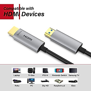 ATZEBE Fiber Optic HDMI Cable 50ft, Fiber HDMI Cable Supports 4K@60Hz, 4:4:4/4:2:2/4:2:0, HDR, Dolby Vision, HDCP 2.2, ARC, 3D, High Speed 18Gbps
