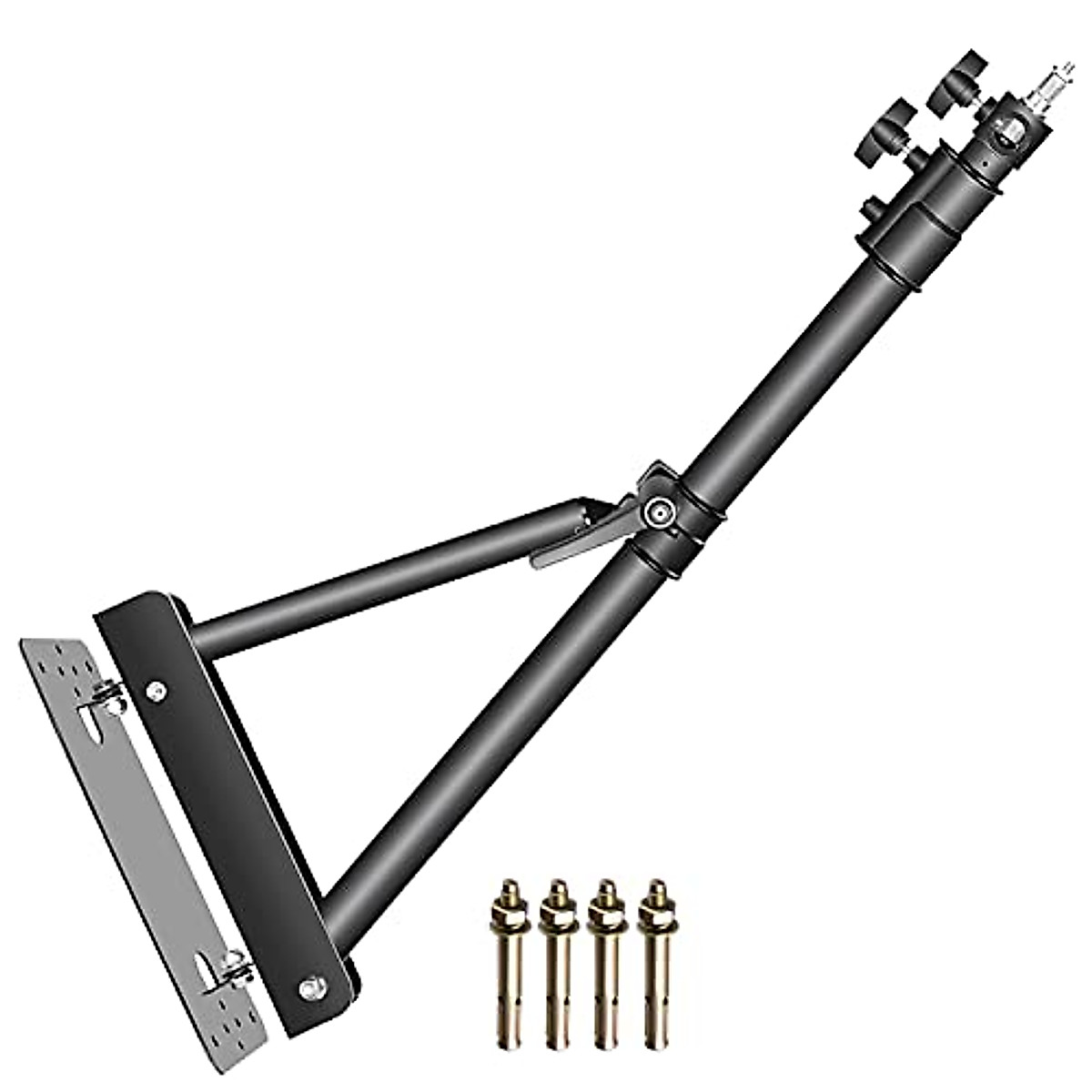 4.3ft/130cm Wall Mount Triangle Boom Arm, 180º Flexible Rotation, Save Space, for Ring Light, Photography Strobe Light, Monolight, Softbox, Umbrella and Reflector
