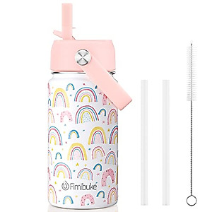 Kids Insulated Water Bottle - 14oz BPA-FREE 18/8 Stainless Steel Travel Tumbler Double Wall Vacuum Leak Proof Carton Kids Cup with Straw to Keep Hot/Cold Cute Metal Water Bottle for School Boys Girls