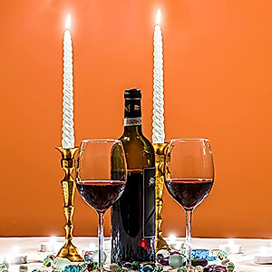 Gedengni 4pcs White Twist Taper Candle, Spiral Taper Candle, Taper Twisted Dinner Dining Table Wedding Spiral Long Candles Wax