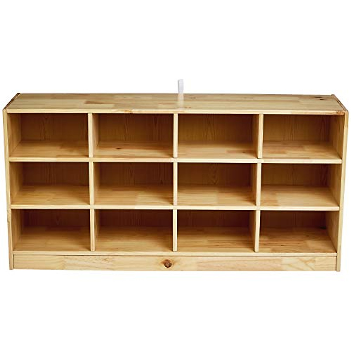 Amazon Basics Kids Vertical Storage Cubby, 12 Section Organizer, Wooden Finish