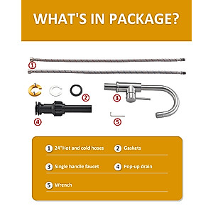 Tohlar Brushed Nickel Bar Sink Faucet Single Handle, Single Hole Bathroom Sink Faucet with Sprayer, Prep Wet Small Faucet for Kitchen/RV/Vanity, Bathroom Faucet with Swivel Spout & Pop Up Drain