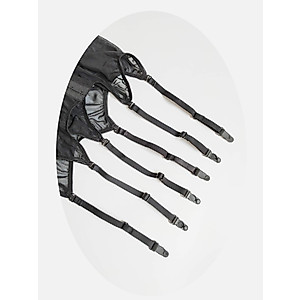 Plus Size Garter Belt - High-waisted Sheer Lace Garter Belt with 6pcs Garters, Hooks and G-string for Women, Sexy Panties, underwear, lingerie (Black, XL)