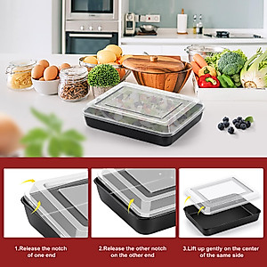 TeamFar Lasagna Pan with Lid, (2 Pans + 2 Lids), 12.5’’ Coated Lasagna Dish Rectangular Cake Brownie Baking Pan with Stainless Steel Core & Non Stick Coating, Healthy & Oven Safe, Easy Clean