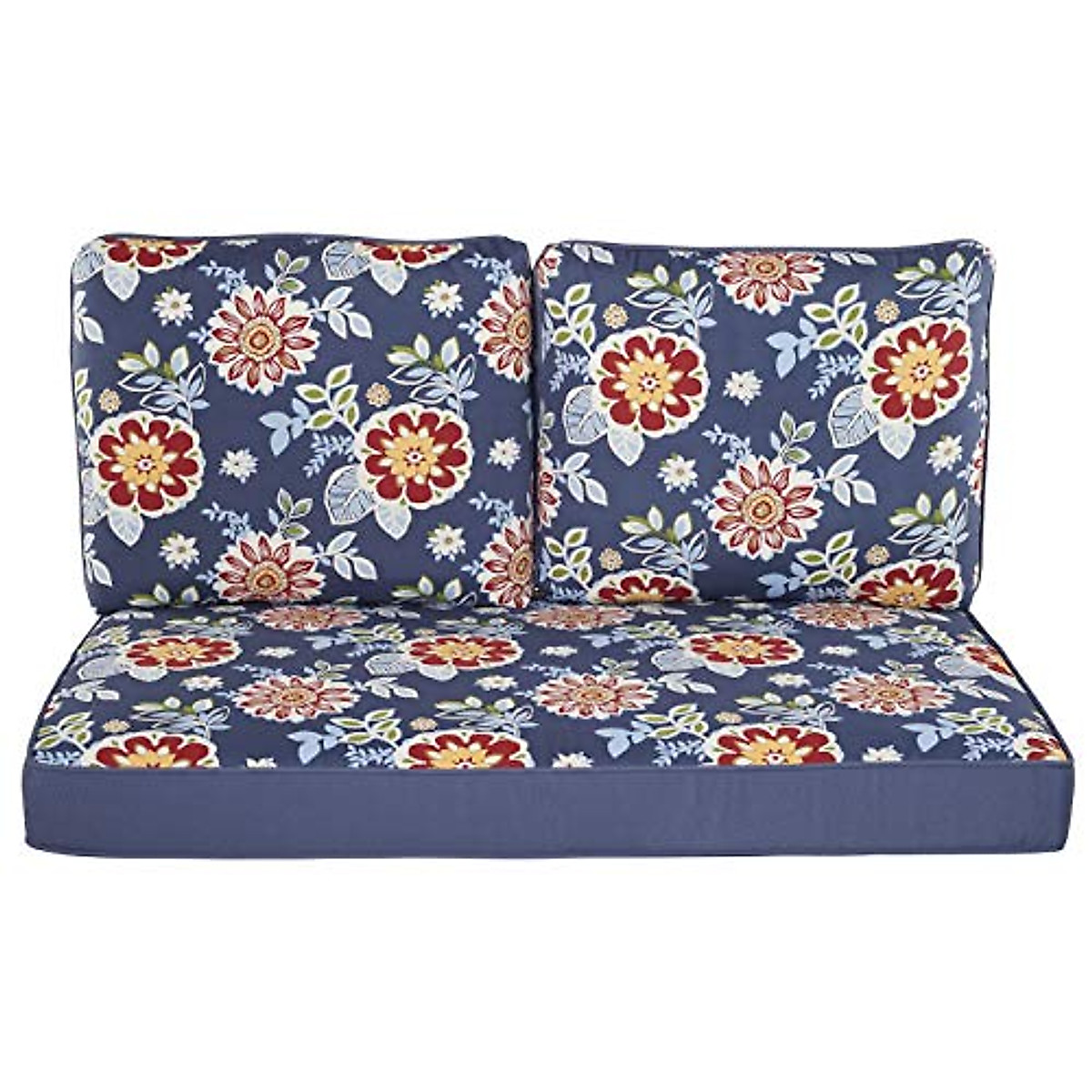 Quality Outdoor Living 46 x 26 Loveseat Cushion, 46x26, Ch Blue Floral 8 Sq Ft