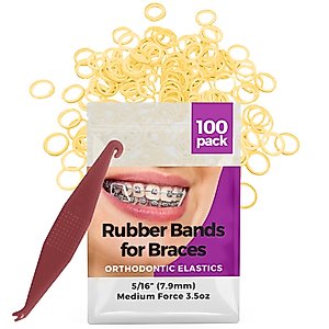 100 Pcs Natural Orthodontic Elastic Dental Rubber Bands for Braces, Dreadlocks Hair Braids Include Braces Rubber Band Tool 5/16 Inch