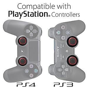 Fosmon (Set of 4) Analog Stick Joystick Controller Performance Thumb Grips Compatible with PS5, PS4, Xbox One, Xbox Series X/S Compatible with Nintendo Switch Pro (Black/Red)