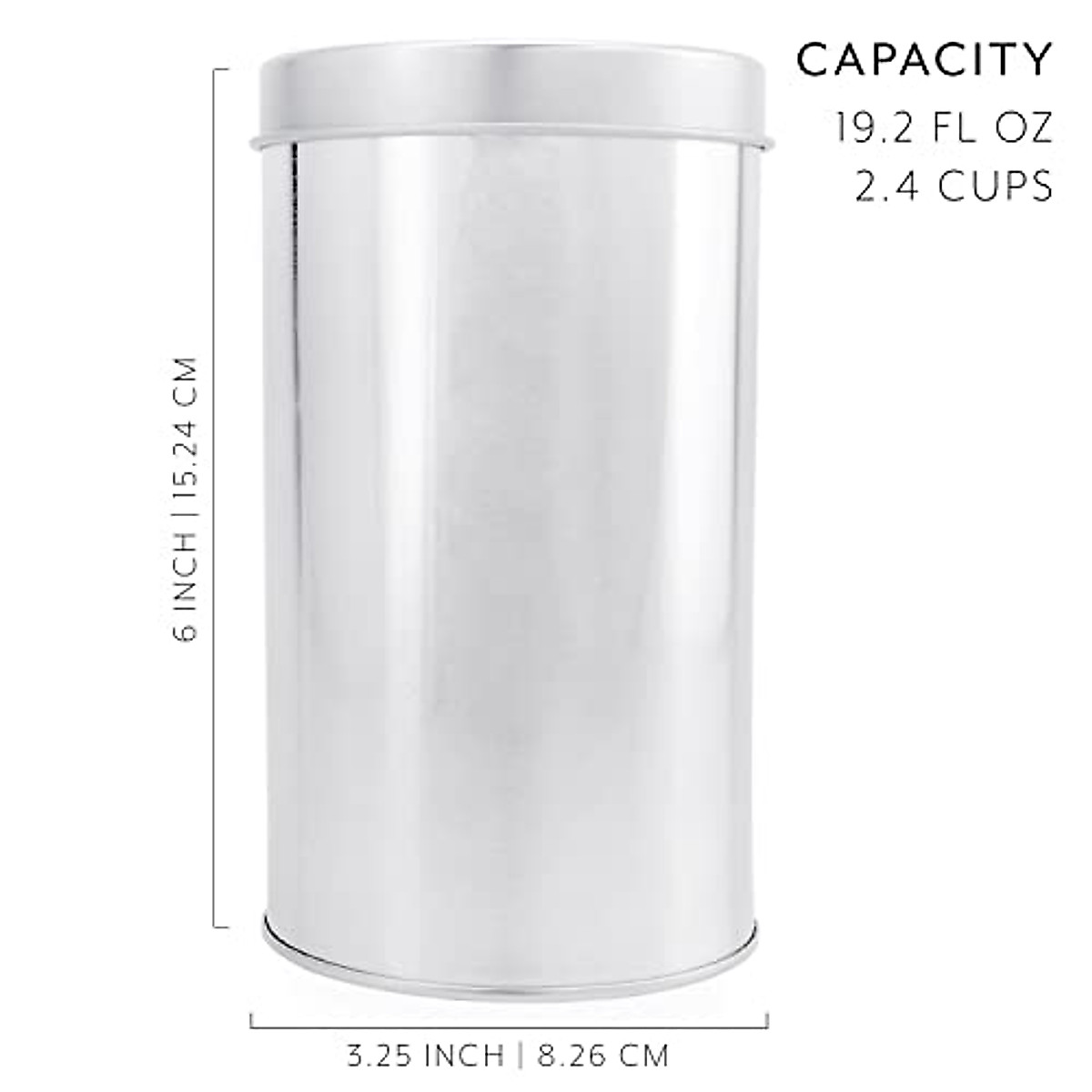 Solstice Double Seal Tea Canisters (4-Pack, Medium); Round Metal Containers with Interior Seal Lid