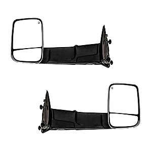 Paragon Towing Mirrors for 2010-18 Dodge Ram 1500/2500/3500 - Powered Glass, Heated, Turn Signals, Puddle Light, Temp Sensor - Chrome Pair Set
