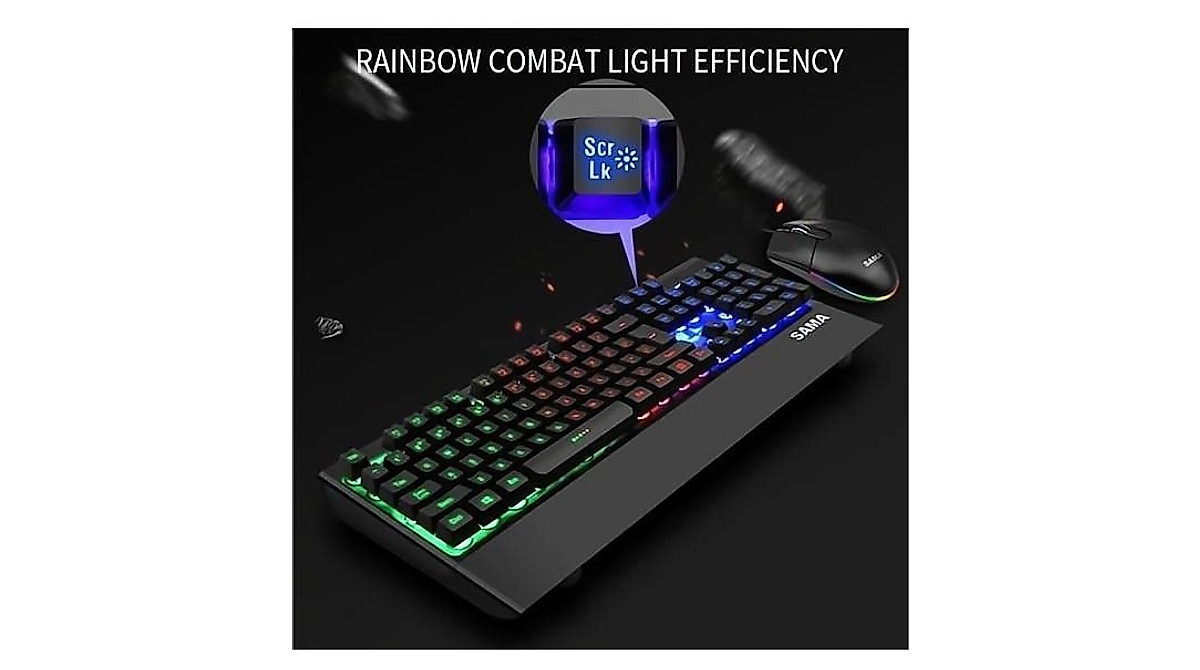 SAMA HJ9525 RGB Gaming Mechanical Keyboard and Mouse Set Wired 108 Keys ...