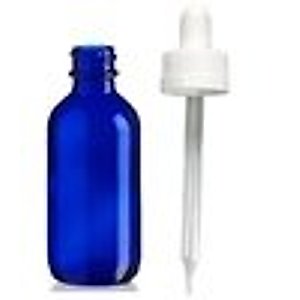 PREMIUM VIALS CREATIVE PACKAGING SOLUTIONS Boston Round Bottle 2 oz BLUE - w/White Child Resistant Dropper - Pack of 12