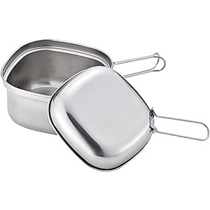 KOGU OUTDOOR 44940 Tsubamesanjo One-Handled Pot, Square Pot, Made in Japan, Compatible with Induction and Gas Fires, Folding Handle, Graduated Lid, Corner Pouring Ramen, Square Shape, Compact, Cooker,