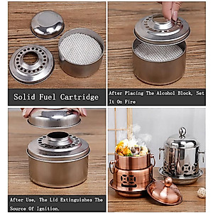 2 Pack Shabu Shabu Copper Hot Pot Stove Mini Hotpot Pan Stainless Steel Chafing Dishes Alcohol Pot Cooker Single Home Kitchen Cookware, Not Incluede Fuel(Red Copper)