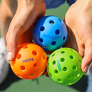 PCKL Optic Speed Pickleball Balls | Choose Indoor or Outdoor Pickleballs | USAPA Tournament Aproved | 4 Pack Crack-Resistant (Indoor Ice Blue)