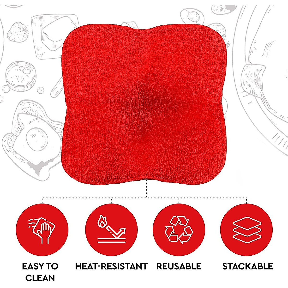 ULVEOL Set of 2 Red Microwave Bowl Cloth Hot Pads Pot Holders Hot Pad Pot Holder Microwavable Bowl Cozies for Food, Ooma, Ramen Bowl Cozy or Soup Koozie, Good Kitchen Accessories, Gadgets