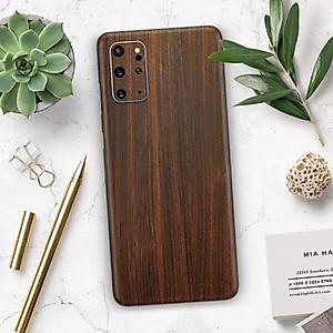 DesignSkinz Dark Walnut Stained Wood Protective Vinyl Decal Wrap Skin Cover Compatible with The Samsung Galaxy S20 (Screen Trim & Back Glass Skin)