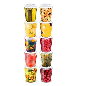 STARANDBEE [10Pack] 32oz, Food Storage Containers with Lids, Plastic Deli Containers, Meal Prep Containers, Microwave and Freezer Safe, Stackable, Leakproof, BPA Free, Clear