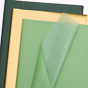 100 Sheet Green & Gold Tissue Paper Recyclable Green Wrapping Paper 14"x20"for Wedding Mother's Day Birthday DIY Art Craft Party Favor Decoration Celebration Gift