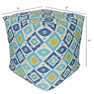 RULU Outdoor/Indoor Ottoman, Pouf, Cube, Bean Bag 17 inch x 17 inch x 17 inch Weather and Water Resistant Thedra South Seaseas Blue