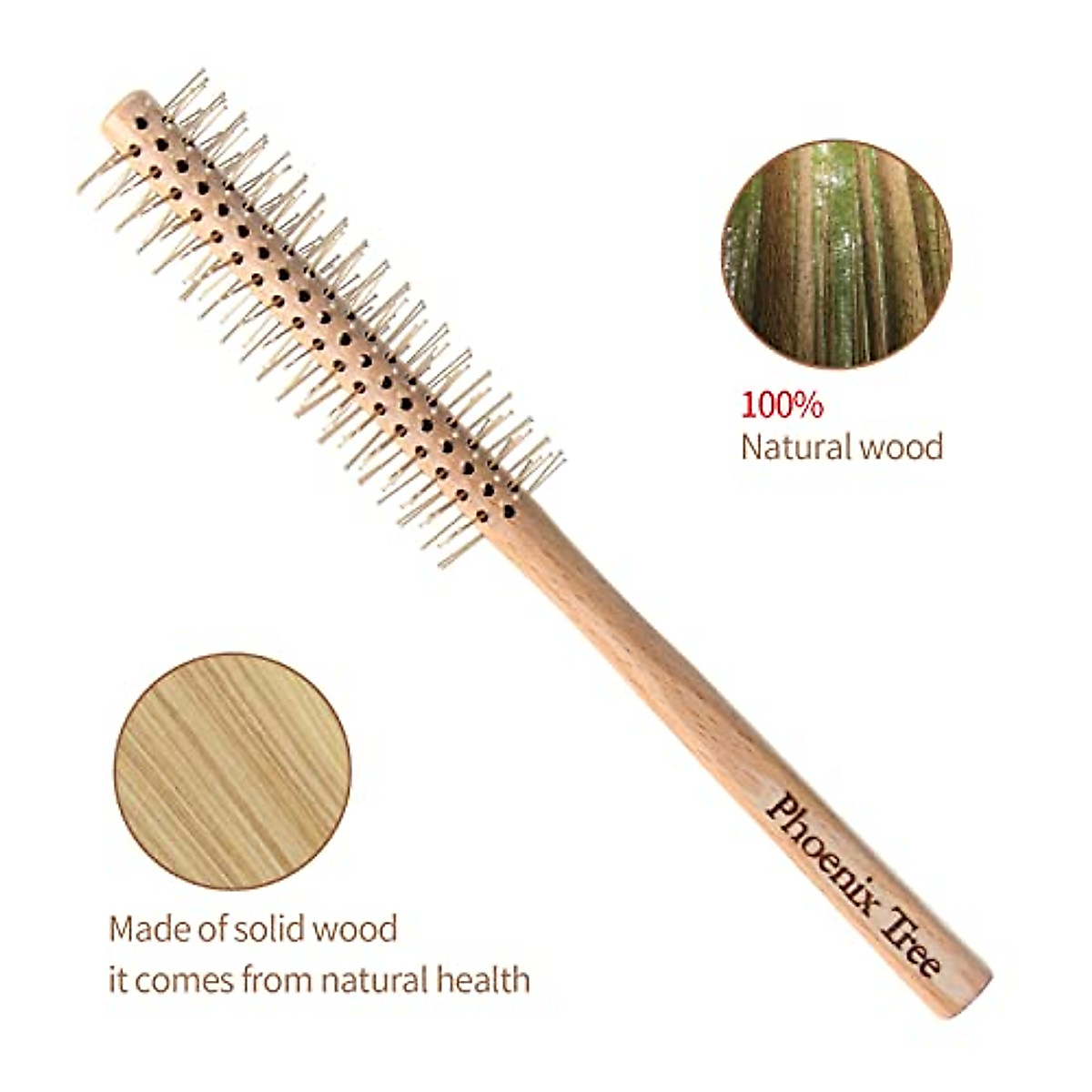 Phoenix Tree Small Round Brush for Short Hair, for Women and Men, Best for Thin Hair, Bangs, Beard, Curling,Straight Hair, Blow Dryer Styling, Mini Size(Golden)