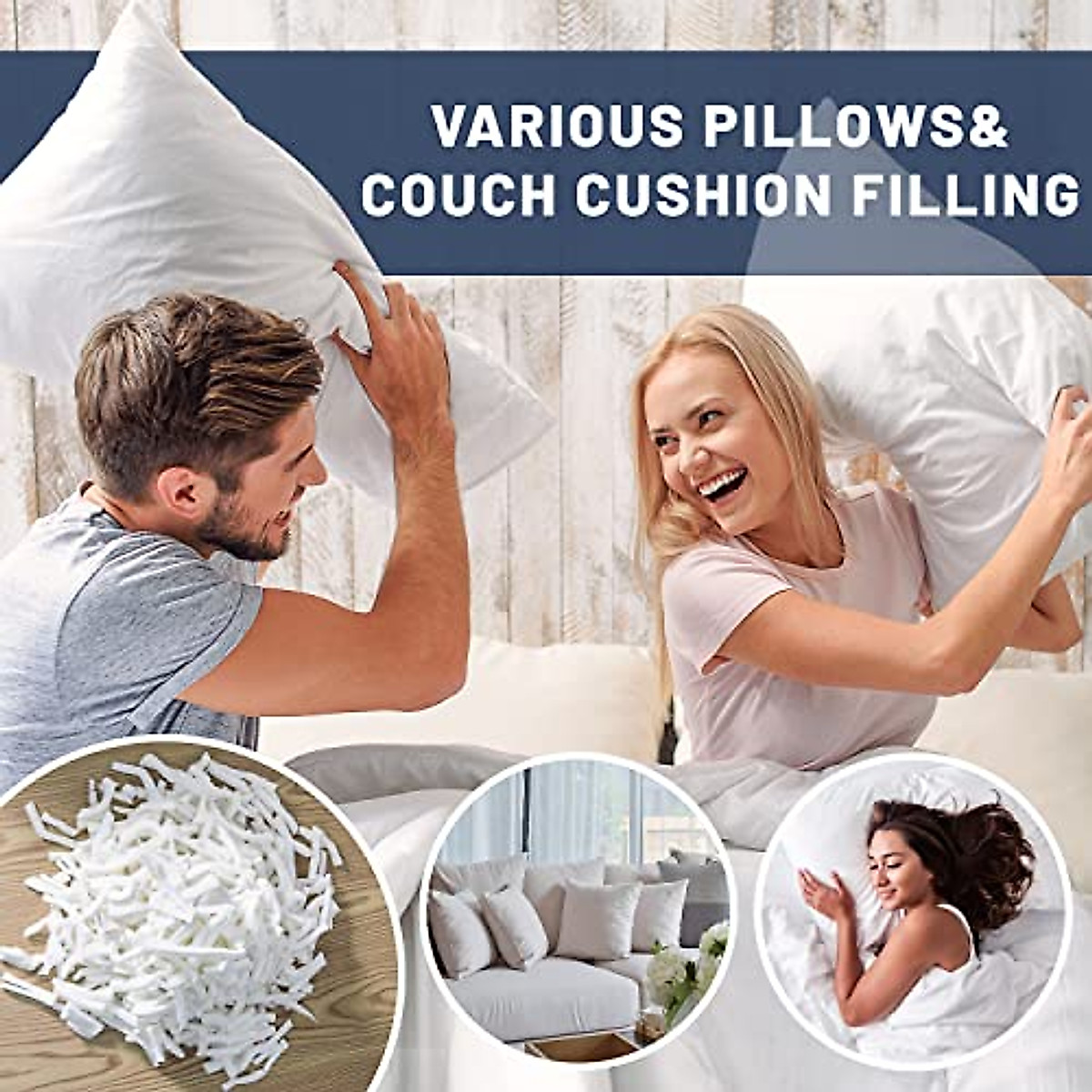 anzhixiu Bean Bag Chair Filler Shredded Memory Foam 100% New,Pillow Stuffing for Couch Pillows, Stuffed Animals, Dog Bed & Couch Cushion Filling, 5 Pounds