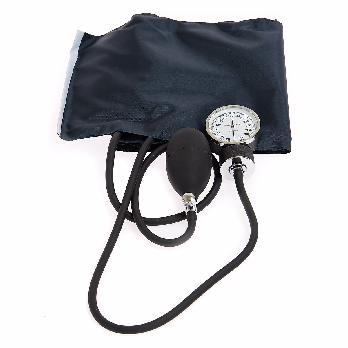 McKesson Basic Pocket Aneroid Sphygmomanometer - Blood Pressure Gauge and Cuff, 2 Tubes, for Adults, Navy Blue - Large Cuff, 34 cm to 50 cm, 21.6 in Long Tubes, 1 Count