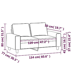 SKM 2-Seater Sofa Dark Gray 47.2" Microfiber Fabric (22 KG/48.4 LBS)-8977