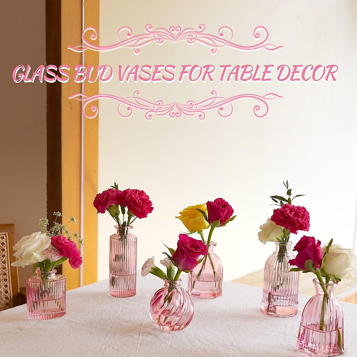 Bulk Pink Glass Bud Vases - Perfect for Weddings & Decor