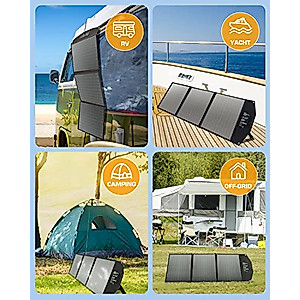 Ecosonique Foldable Solar Panel 60W with Adjustable Kickstand, Portable Solar Panel for Power Station, 18V Folding Solar Charge with 2 USB Outputs for RV Laptops Solar Generator Van Camping Off-Grid