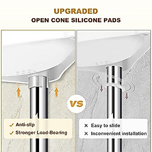 Corner Shower Caddy Tension Pole: Adjustable Stainless Steel Shower Organizer with 4 Tier Shelf for Bathroom Bathtub Tub Shampoo - Floor Standing Rack Bath Storage Holder with Rust Proof Rods