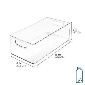 InterDesign Cabinet/Kitchen Binz Kitchen Storage Container, Extra Large Plastic Storage Boxes for The Fridge, Freezer or Pantry, Clear