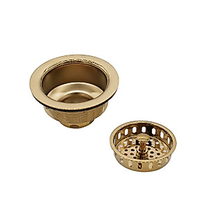 Westbrass CO2196-01 Combo Pack 3-1/2" Post Style Large Basket Strainer and Extra-Deep Collar Kitchen Sink Waste Disposal Flange with Stopper, Polished Brass