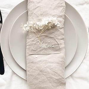 JINMURY 20 Pcs Half Circle Acrylic Place Cards for Weddings-Arch Acrylic Blanks Seating Cards DIY Handwritten Blank Clear Arch Acrylic Guest Name Cards Wedding Escort Cards for Wedding Table Decor