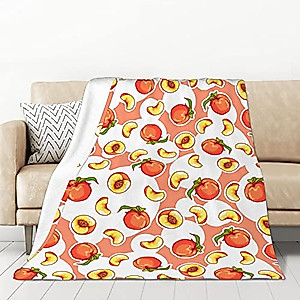 Peach Throw Blanket Super Soft Warm Bed Blankets for Couch Bedroom Sofa Office Car, All Season Cozy Flannel Plush Blanket for Girls Boys Adults, 70 X 50 Inch