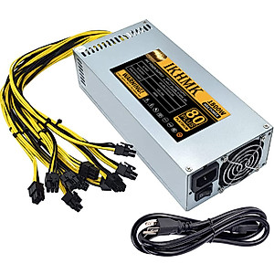 IKHMK 1800W Mining Power Supply, Mining PSU for BTC Miner Machine 100V-240V PSU with 15000 RPM Fan and Power Cable