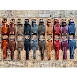 HARDISTON Cuff Watch Band Compatible with Apple 41mm for men & women, Handmade Genuine Leather, Compatible with iWatch Series 7 6 5 4 3 2 1 SE, Wrist Bracelet Arm Band, Large/Band-Brown