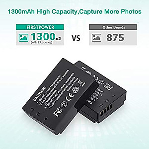 FirstPower 2-Pack LP-E12 Batteries and USB Dual Battery Charger Compatible with Canon EOS M, M2, M10, M50, M50 Mark II, M100, M200, Rebel SL1, PowerShot SX70 HS Digital Cameras