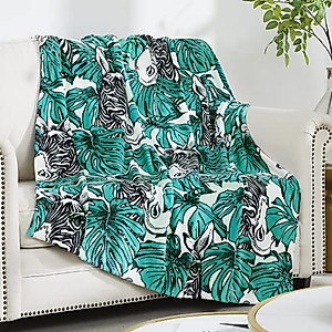 MaiRêve Horse Print Throw Blanket Super Soft for All Season, Jungle Zebra Flannel Blanket for Adults Kids, Warm Lightweight Cozy Flannel Blanket for Couch Sofa Bed, 60"x50"