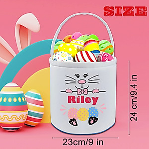 Personalized Easter Basket for Girls Boys with Handle Custom Easter Canvas Tote Bags with Name Buny Gifts