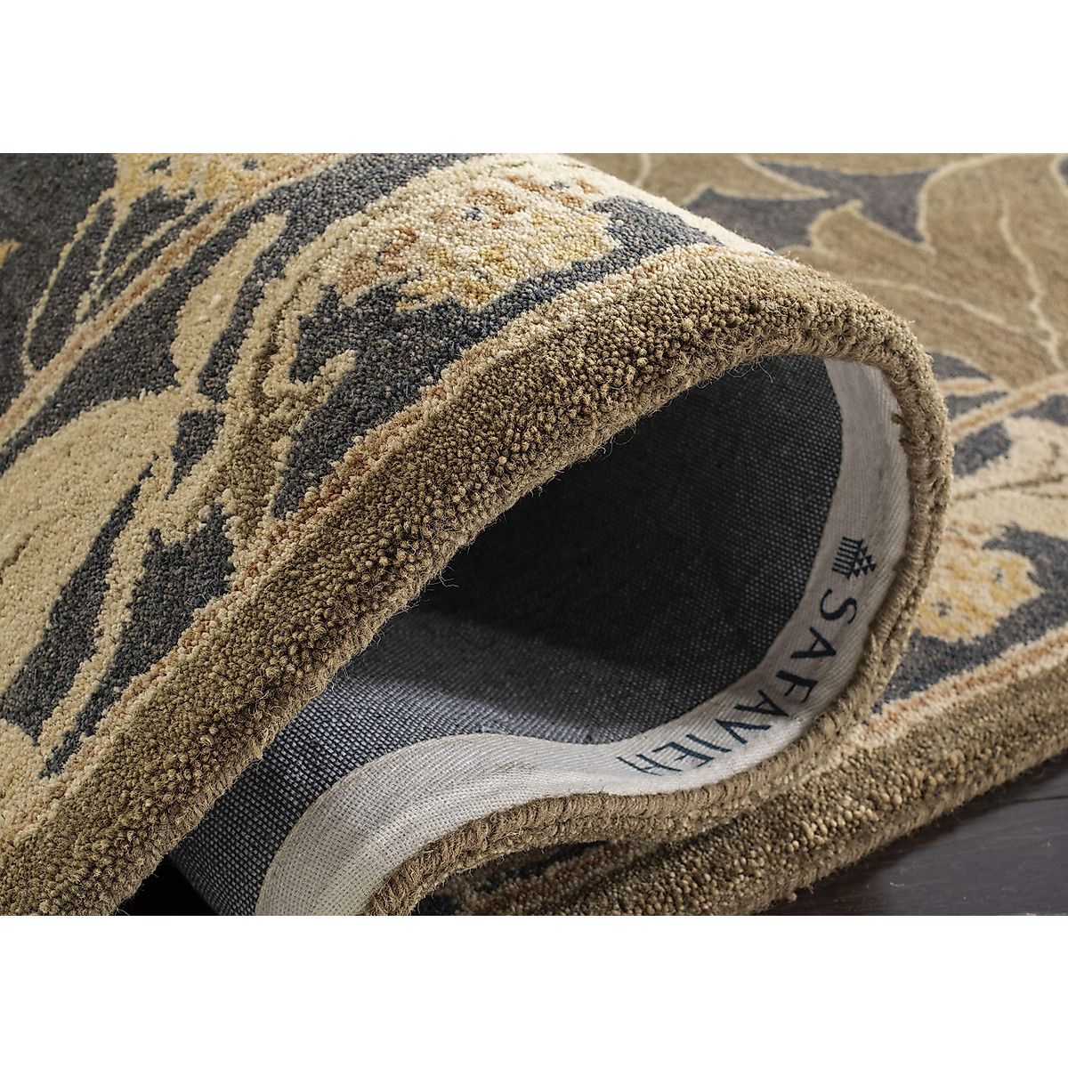 SAFAVIEH Anatolia Collection Accent Rug - 2' x 3', Navy & Sage, Handmade Traditional Oriental Wool, Ideal for High Traffic Areas in Entryway, Living Room, Bedroom (AN541A)