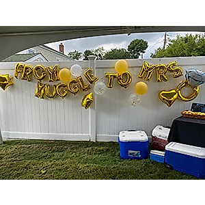 LaVenty Set of 15 From Muggle to Mrs Banner From Muggle to Mrs Balloons Bridal Shower Bachelorette Banner