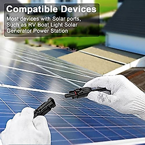 iGreely 20 Feet 10AWG Solar Extension Cable with Female and Male Connector Solar Panel Wire Adapter (20FT Red + 20FT Black)