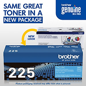 Brother Genuine High Yield Toner Cartridge, TN225C, Replacement Cyan Toner, Page Yield Up To 2,200 Pages, Amazon Dash Replenishment Cartridge, TN225