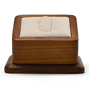 Oirlv Solid Wood Ring Holder,Square Single Ring Display Stand,Showcase Jewelry Display Bear