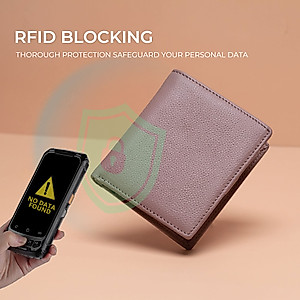Bveyzi Ultra Slim Small Leather Women Wallet Rfid Blocking Tiny Thin Bifold Pocket Ladies Purse(Dark Pink)