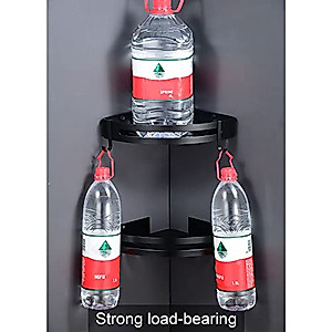 SPIYOU 2 Pack Bathroom Shower Caddy Organizer for Kitchen Toilet No Drilling Adhesive Wall Mounted Bathroom Shower Shelf Storage Corner Shelf Black, SP-001