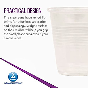 Dynarex Disposable Clear Drinking Cups - Single Use Plastic Cups for Office, Hospital, Clinic - with Rolled Rim, Ribbed Center - 3oz, Bulk Supplies Box of 100