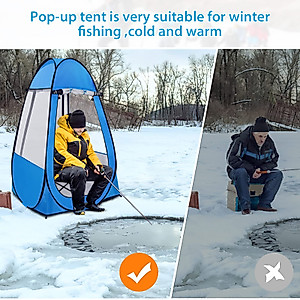 Single Pop Up Tent Pods Sports Fishing, Clear Rainproof Windproof Beach Tent for Wind and Rain in Chilly Weather，Lightweight and Sturdy, Easy Set Up, Outdoor Foldable (Pale Blue)