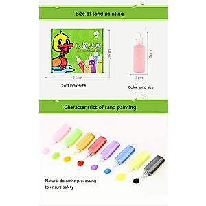 Berry President Sand Painting Cards Art Kids Coloring DIY Paper Craft Kit with 12 Bottles Colored Sand for 4 5 6 7 Year Old Children Kids (12 Bottles, Green)